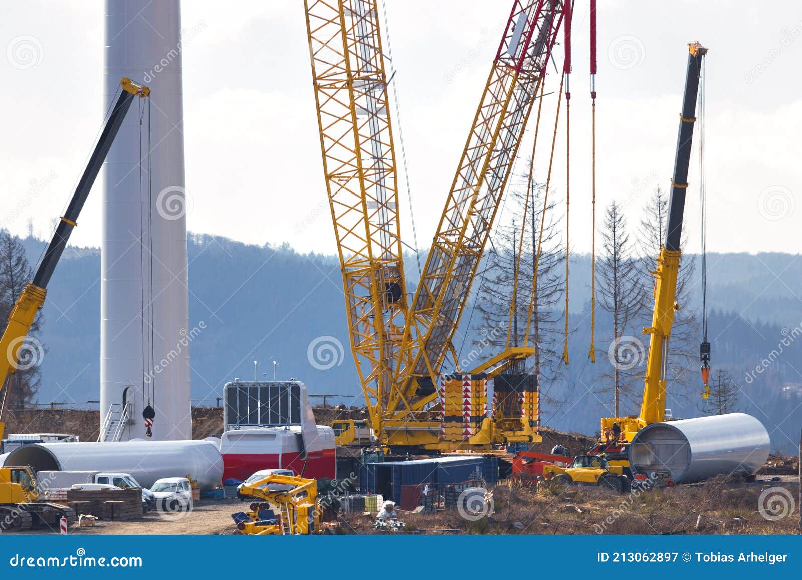 Modern Wind Turbine Construction Site Stock Image - Image of energy ...