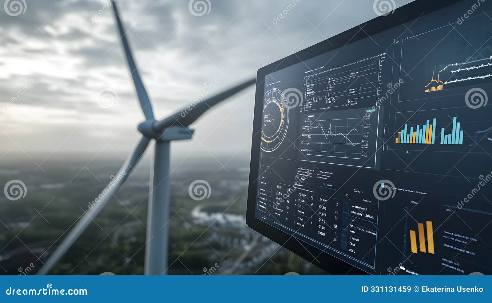 Wind Turbine with Energy Data Analytics Dashboard Stock Image - Image of graphs, innovation ...
