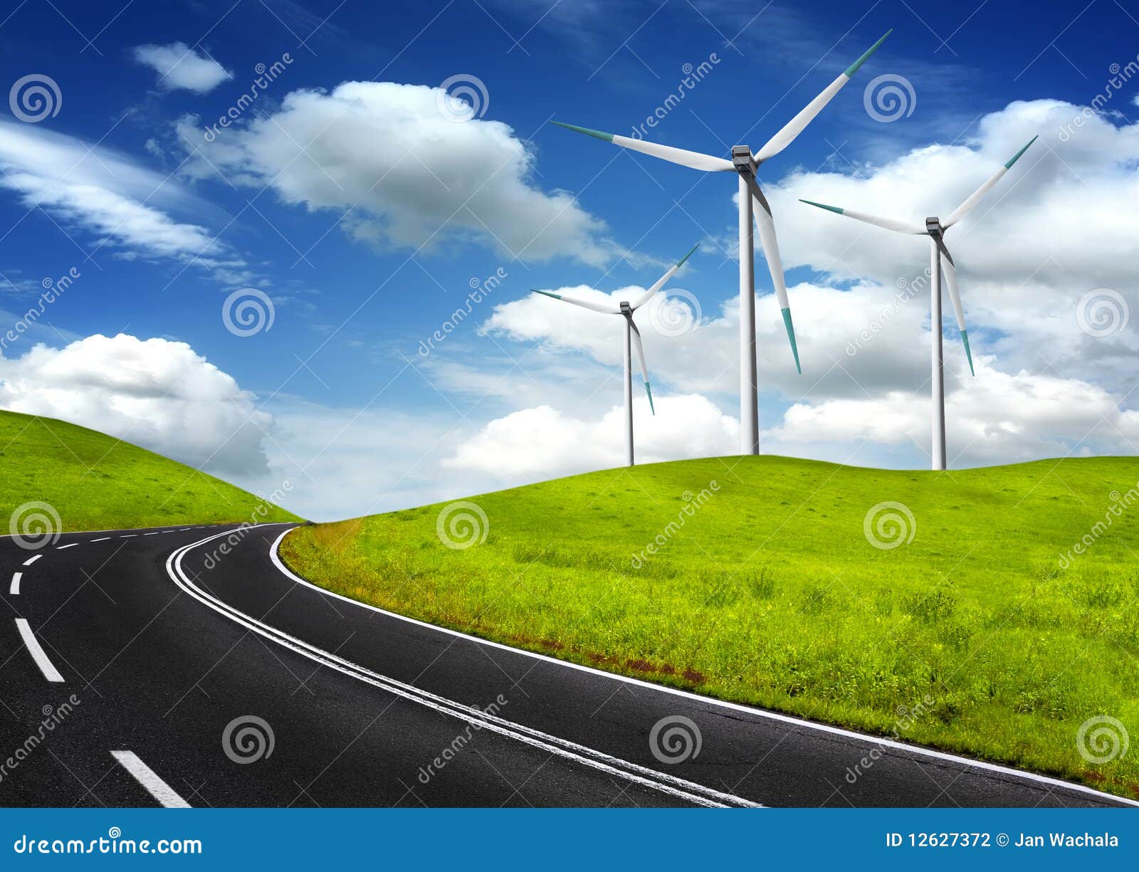 Modern wind turbines stock photo. Image of industry, energy - 12627372