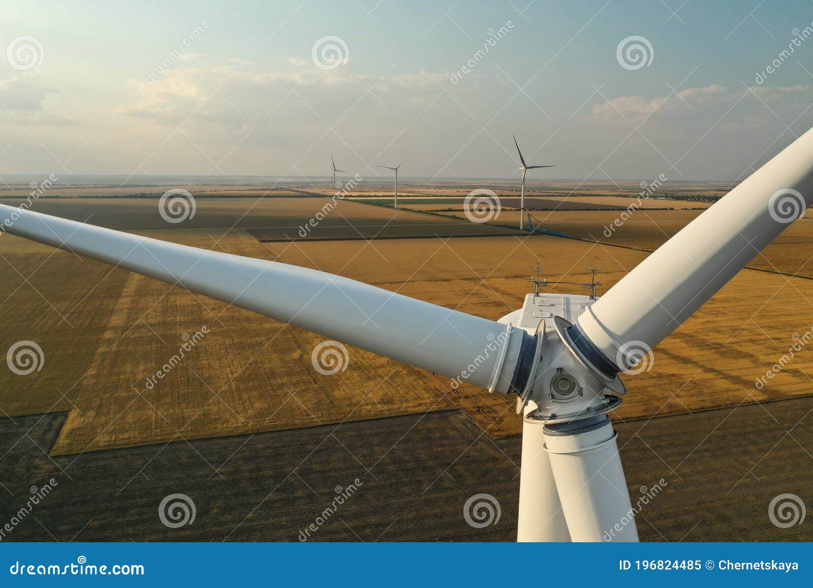 Modern Windmill in Wide Field, Closeup. Energy Efficiency Stock Image ...