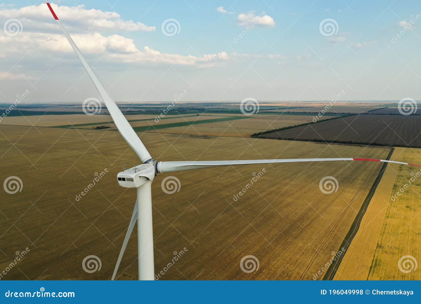 Modern Windmill in Wide Field. Energy Efficiency Stock Photo - Image of ...