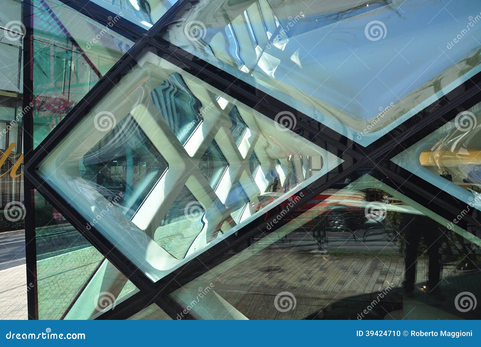 Modern Window Design and Curved Glass Panels Stock Photo - Image of ...
