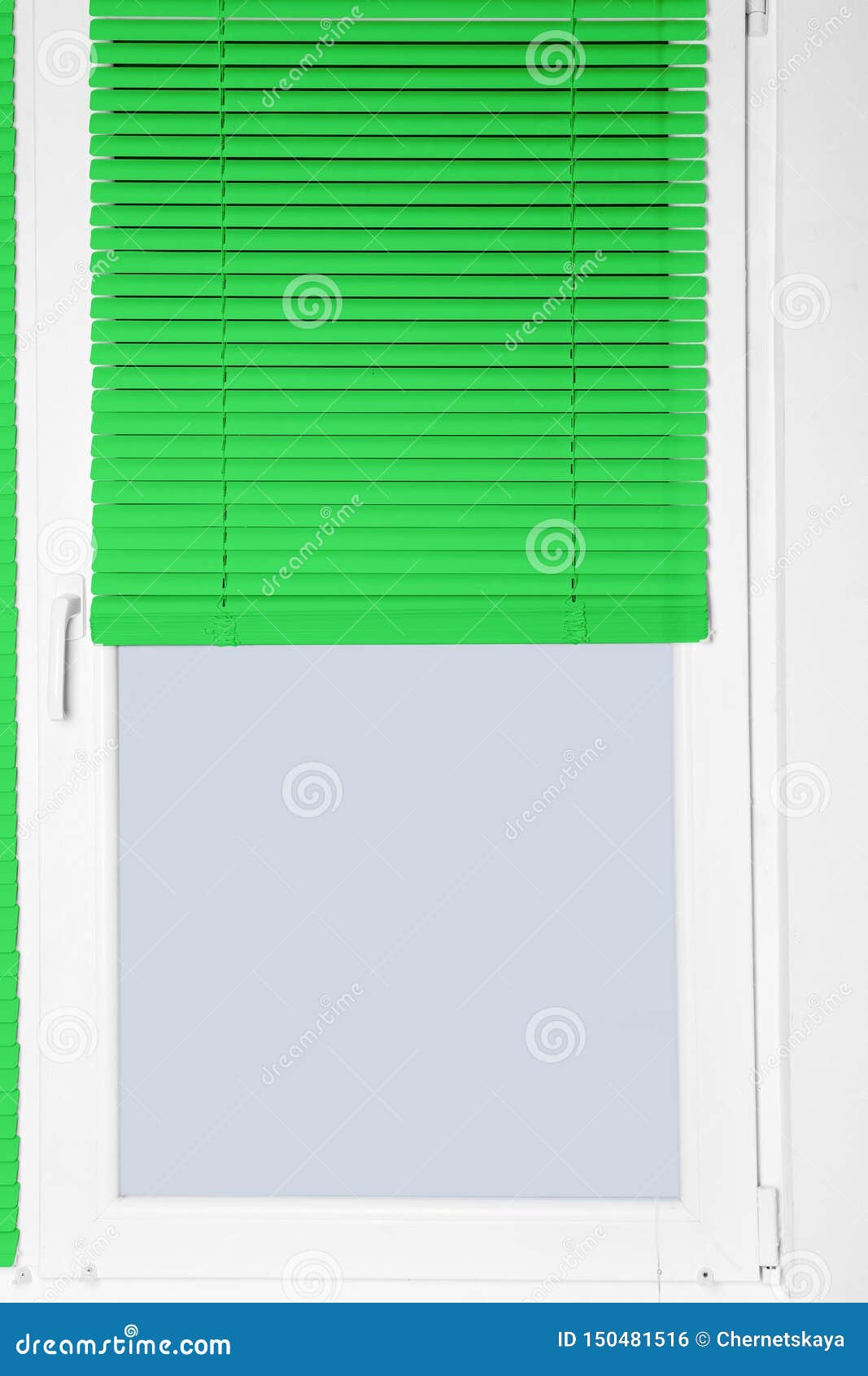 Modern Window with Half-closed White Blinds Stock Photo - Image of ...