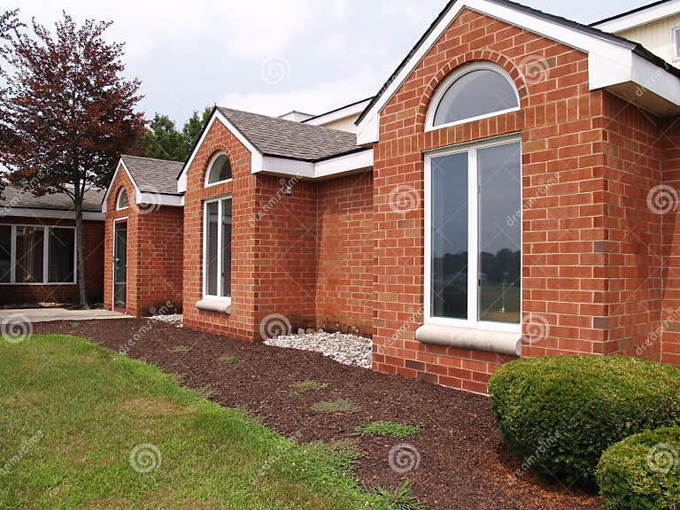 Modern Windows on a Brick Building Stock Image - Image of academic ...