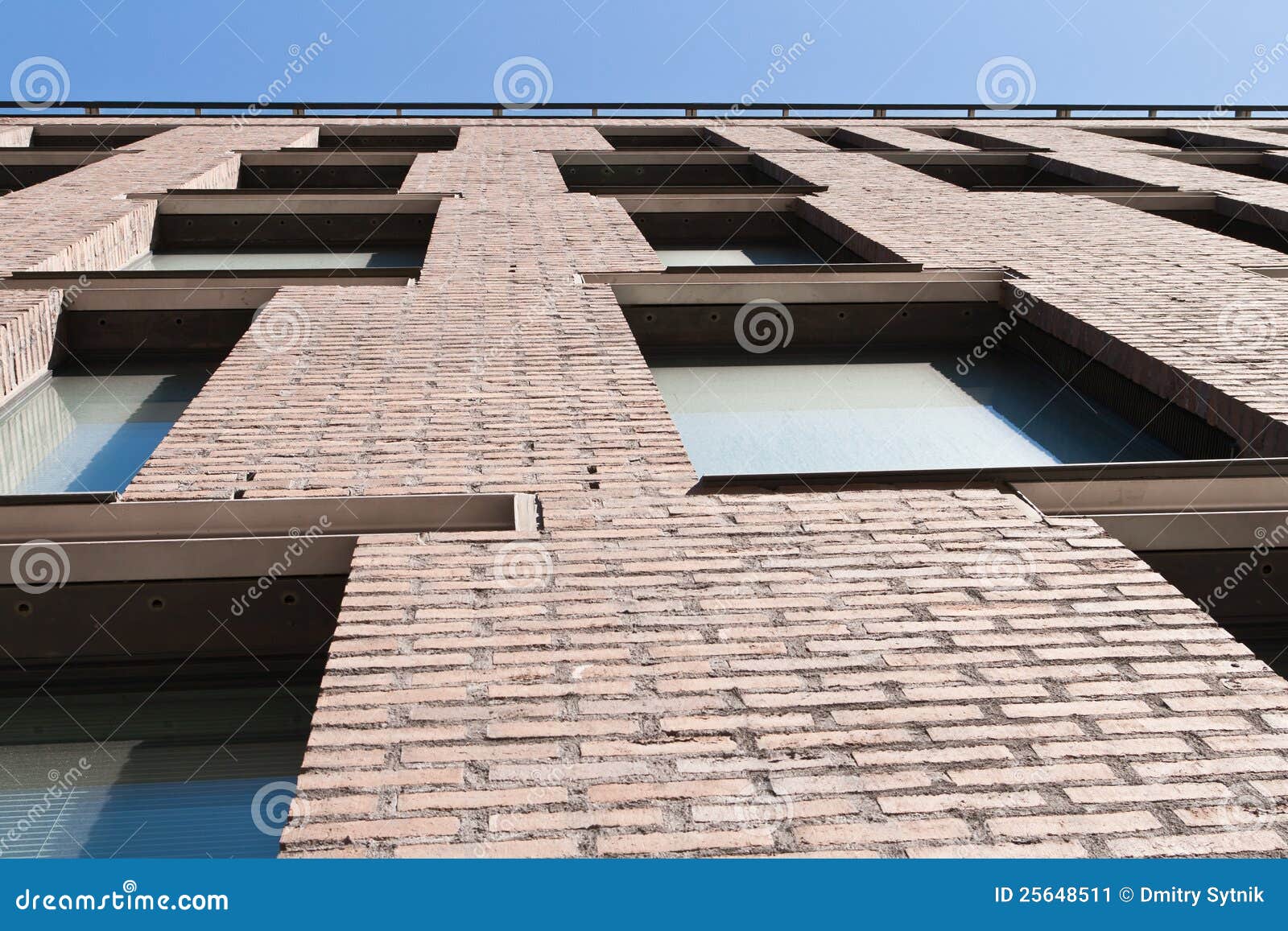 Modern Windows on Brown Brick Wall Stock Image - Image of geometric ...