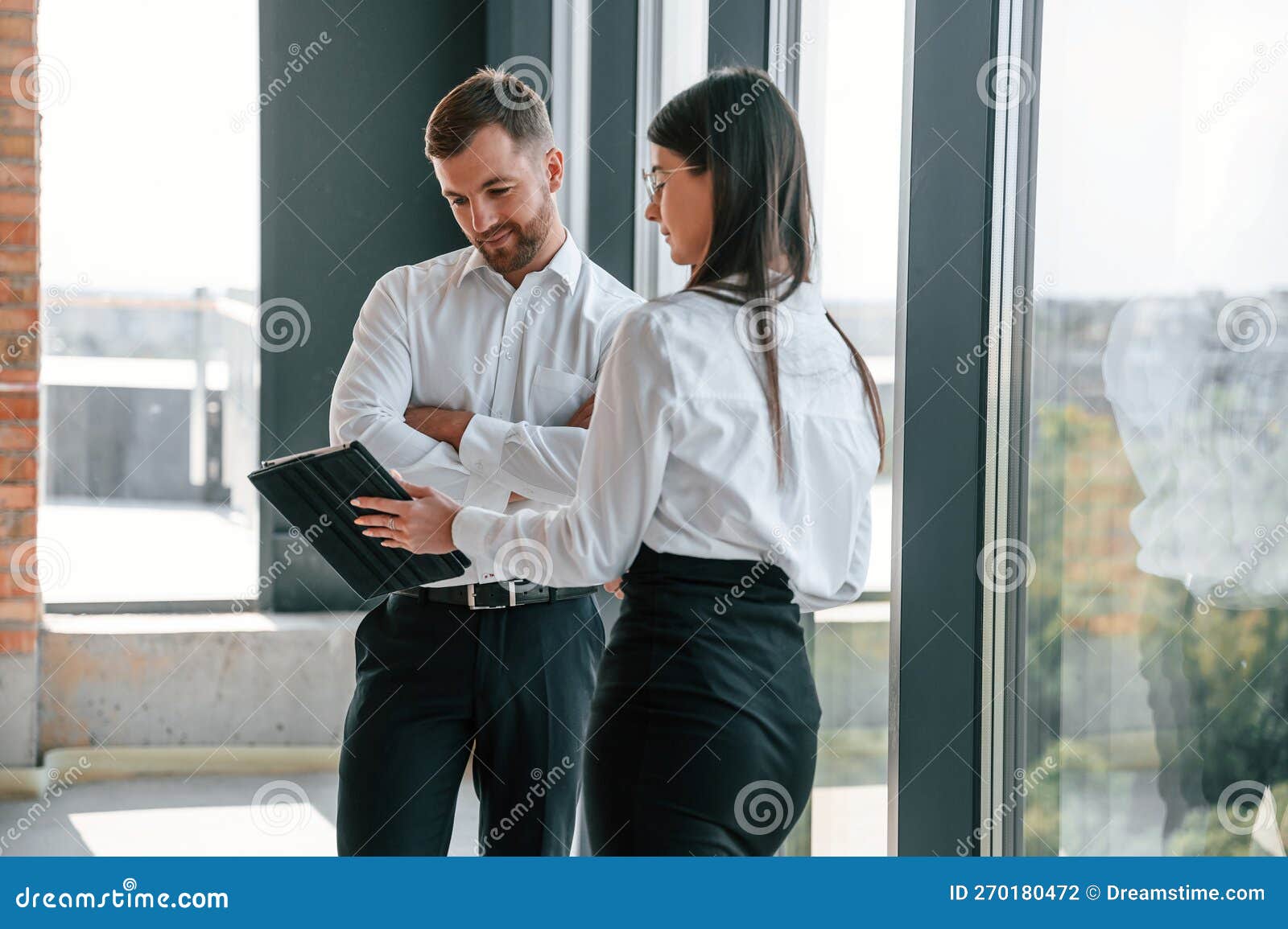 Modern Windows. Industry Workers are in the Building at Daytime Stock ...