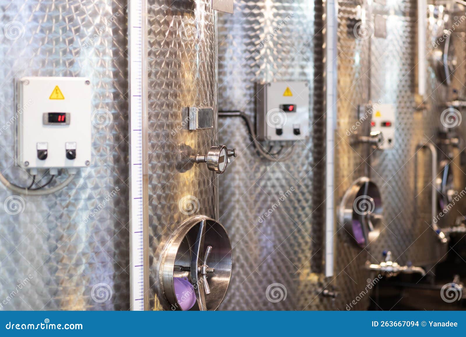 Modern Wine Production, Large Steel Tanks, Fermentation Process ...