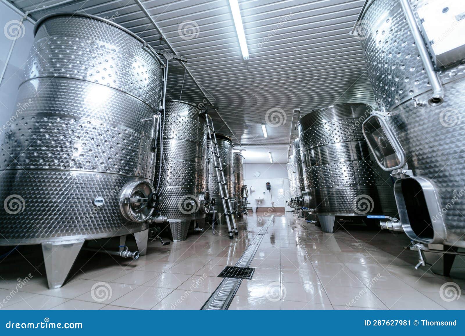 Modern Winery with Stell Barrels. Stock Image - Image of storage, tank ...
