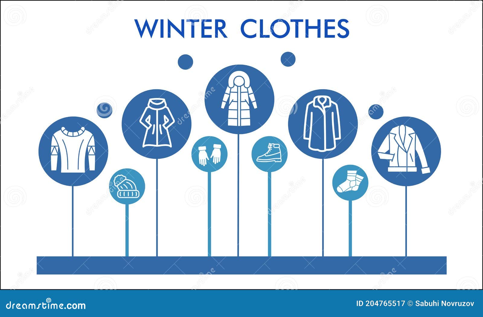 Modern Winter Clothes Infographic Design Template with Icons. Cold ...