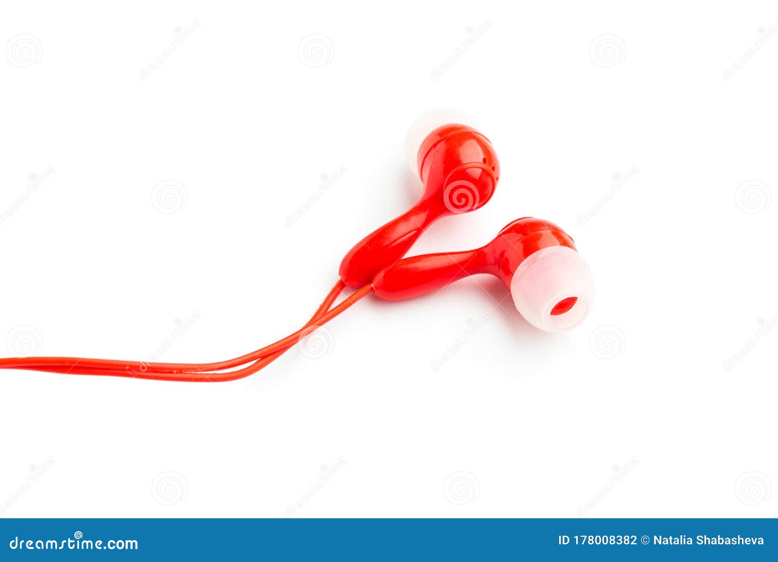 Modern Wired Classic Red Headphones Isolated on White Stock Photo ...