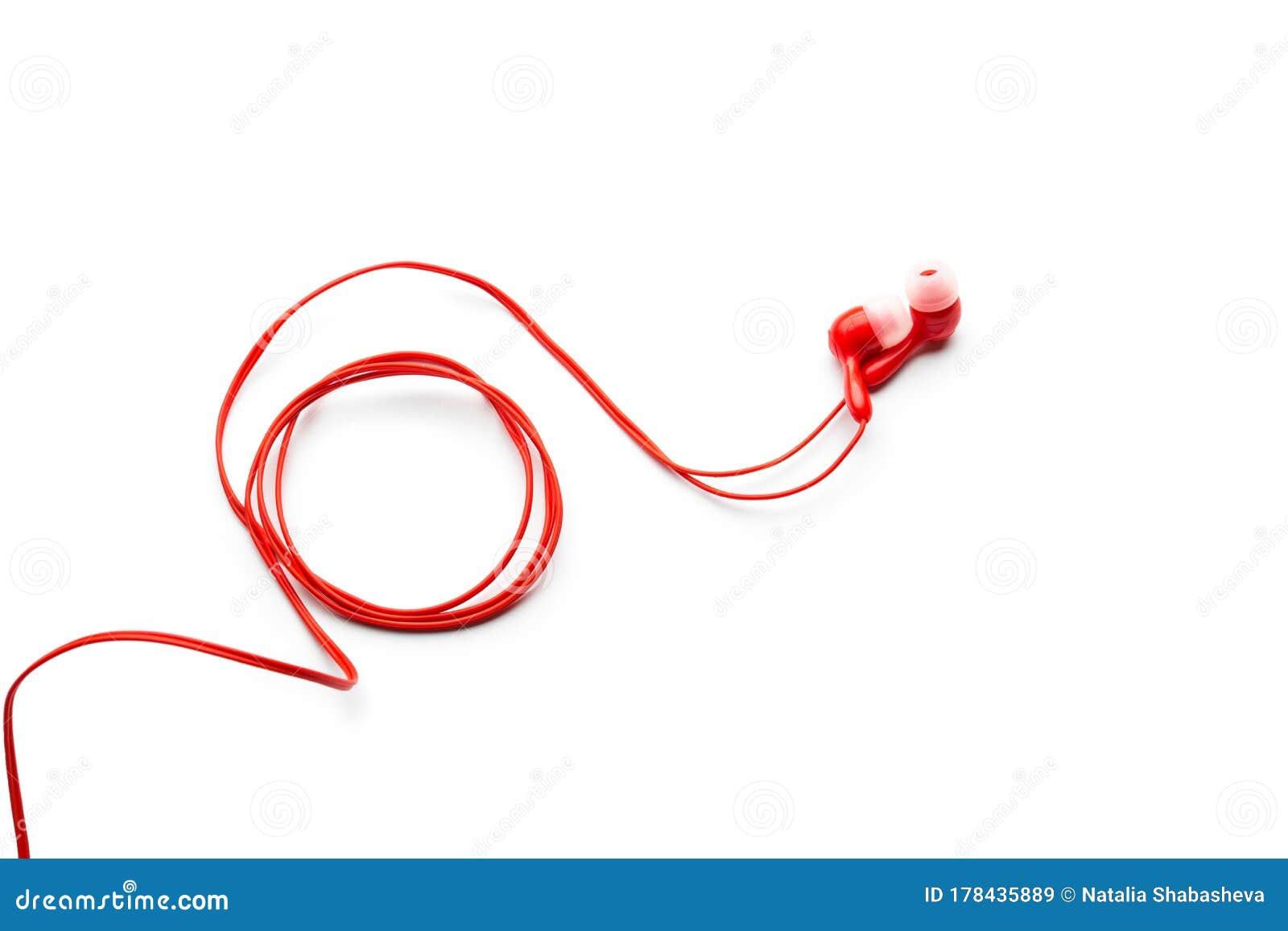 Modern Wired Classic Red Headphones Isolated on White Stock Image ...