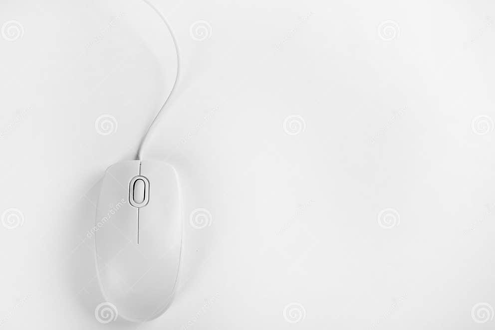 Modern Wired Optical Mouse on White, Top View Stock Image - Image of ...