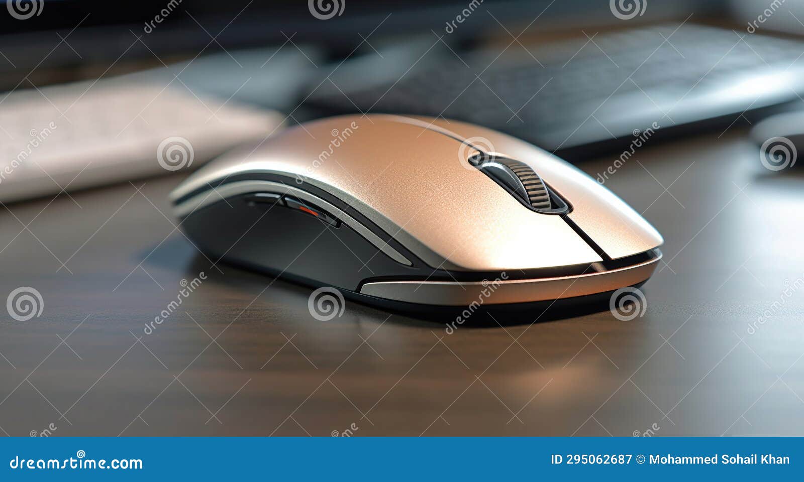 A Modern Wireless Computer Mouse on Blurry Background Stock Image ...