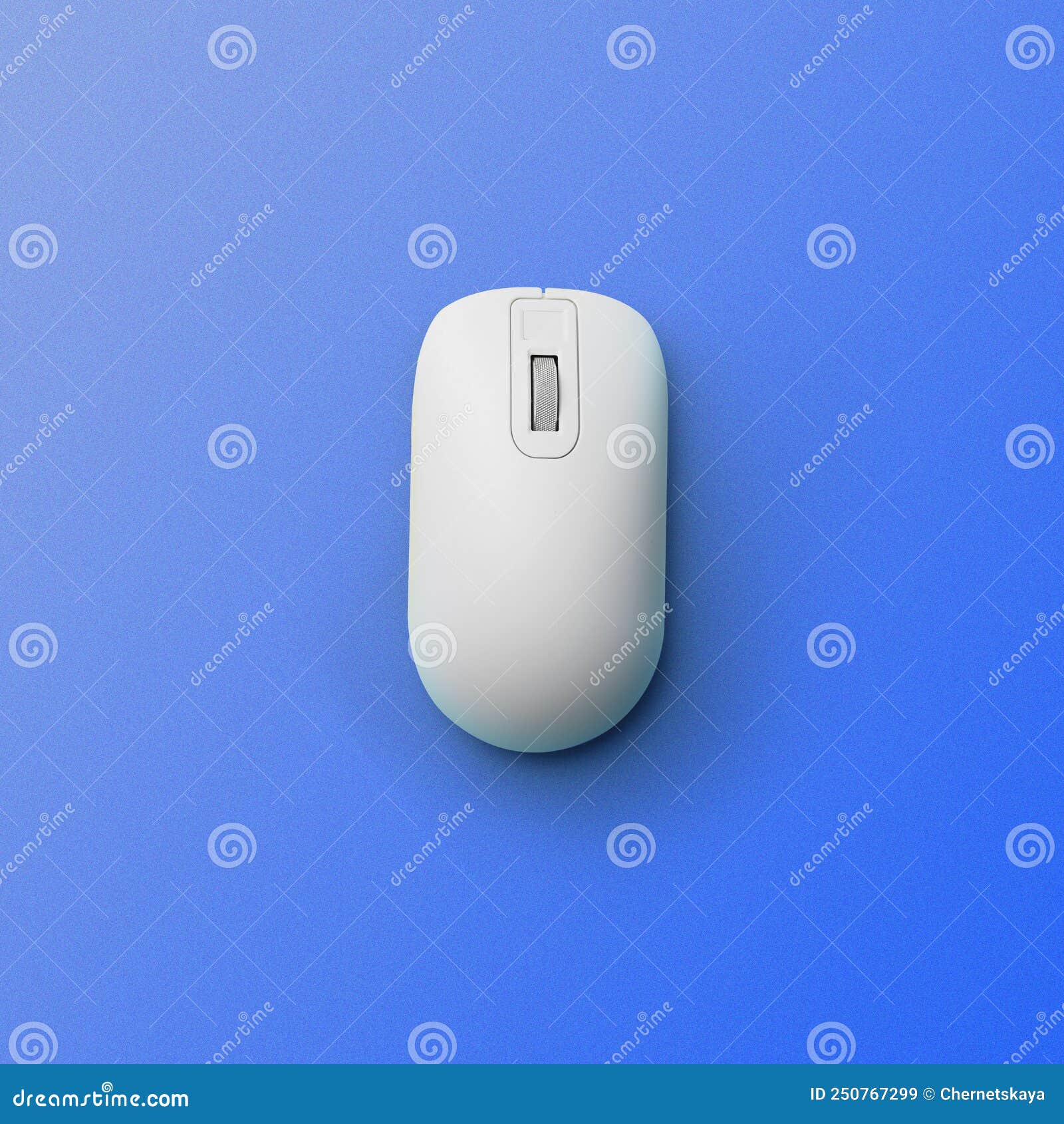 Modern Wireless Computer Mouse on Light Blue Background, Top View Stock ...