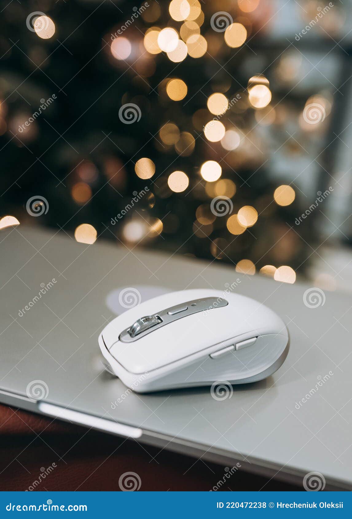 Modern Wireless Computer Mouse on Wooden Table Stock Photo - Image of ...