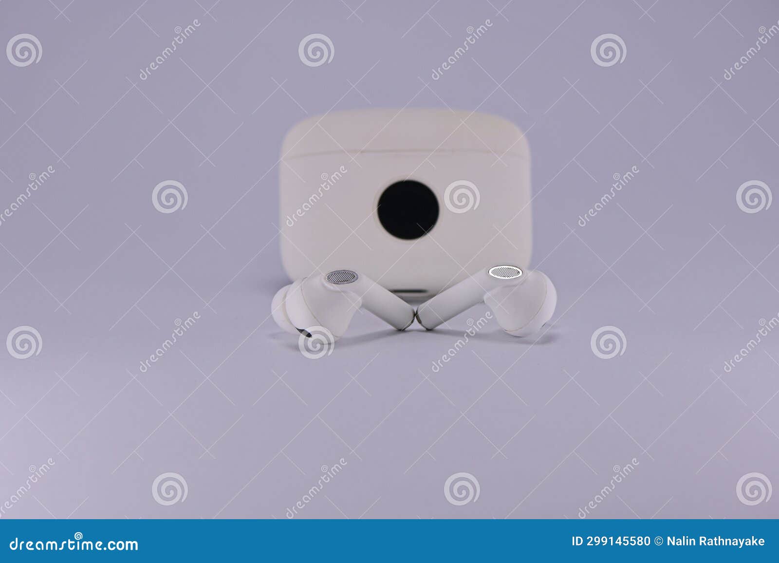 Modern Wireless Earbuds on White Background... Stock Photo - Image of ...