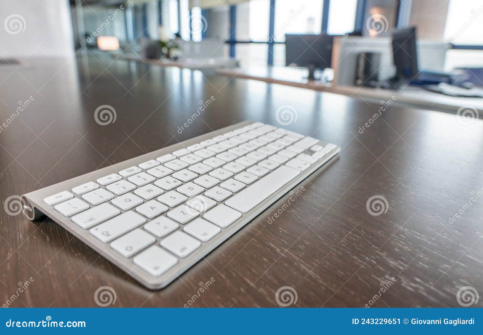 Modern Wireless Keyboard on a Modern Office Table. Business Concept ...