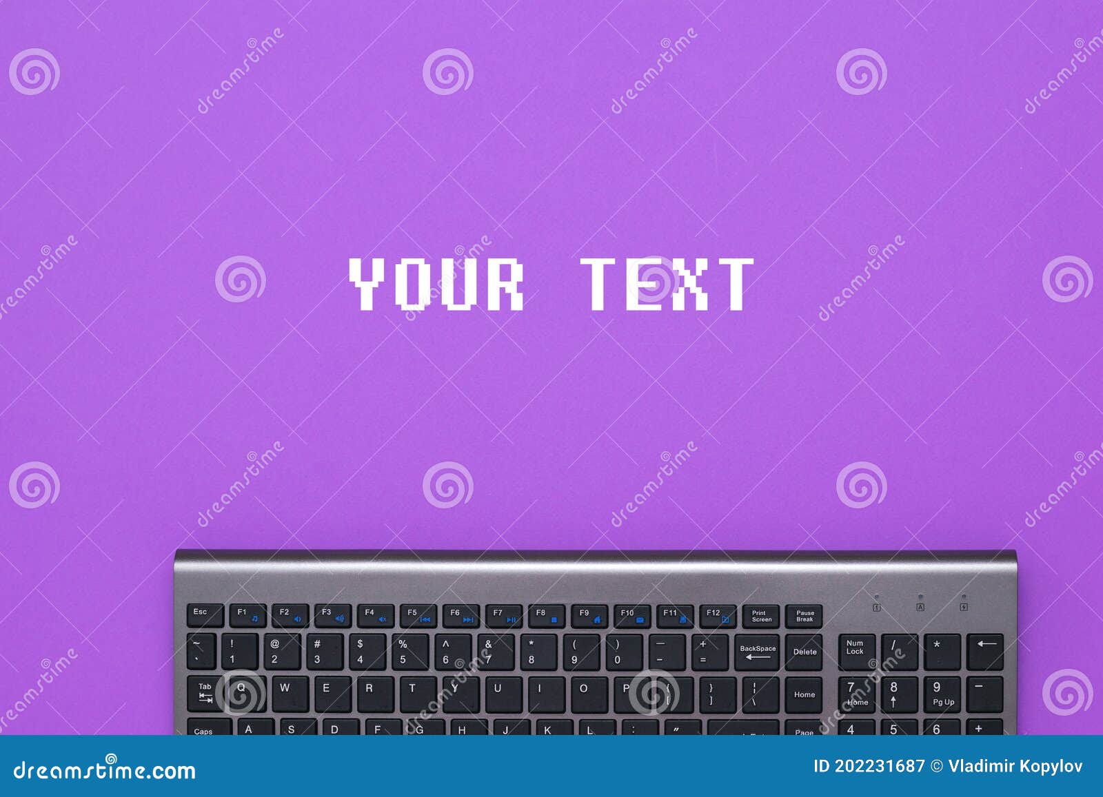 Modern Wireless Keyboard on Purple Background with Space for Your Text ...