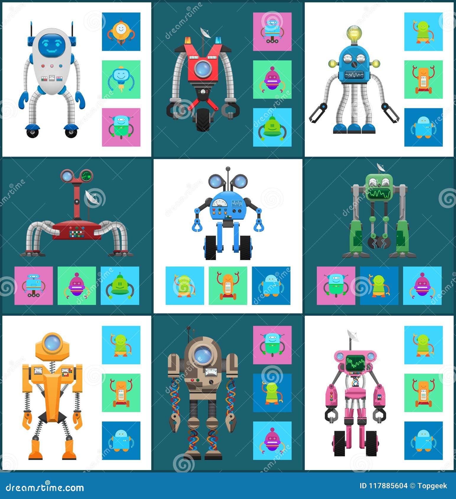 Modern Wireless Robots with Dinstant Control Set Stock Vector ...