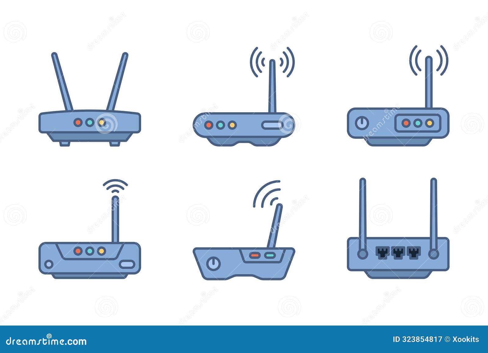 Modern Wireless Router and Access Point Light Blue Simple Flat ...
