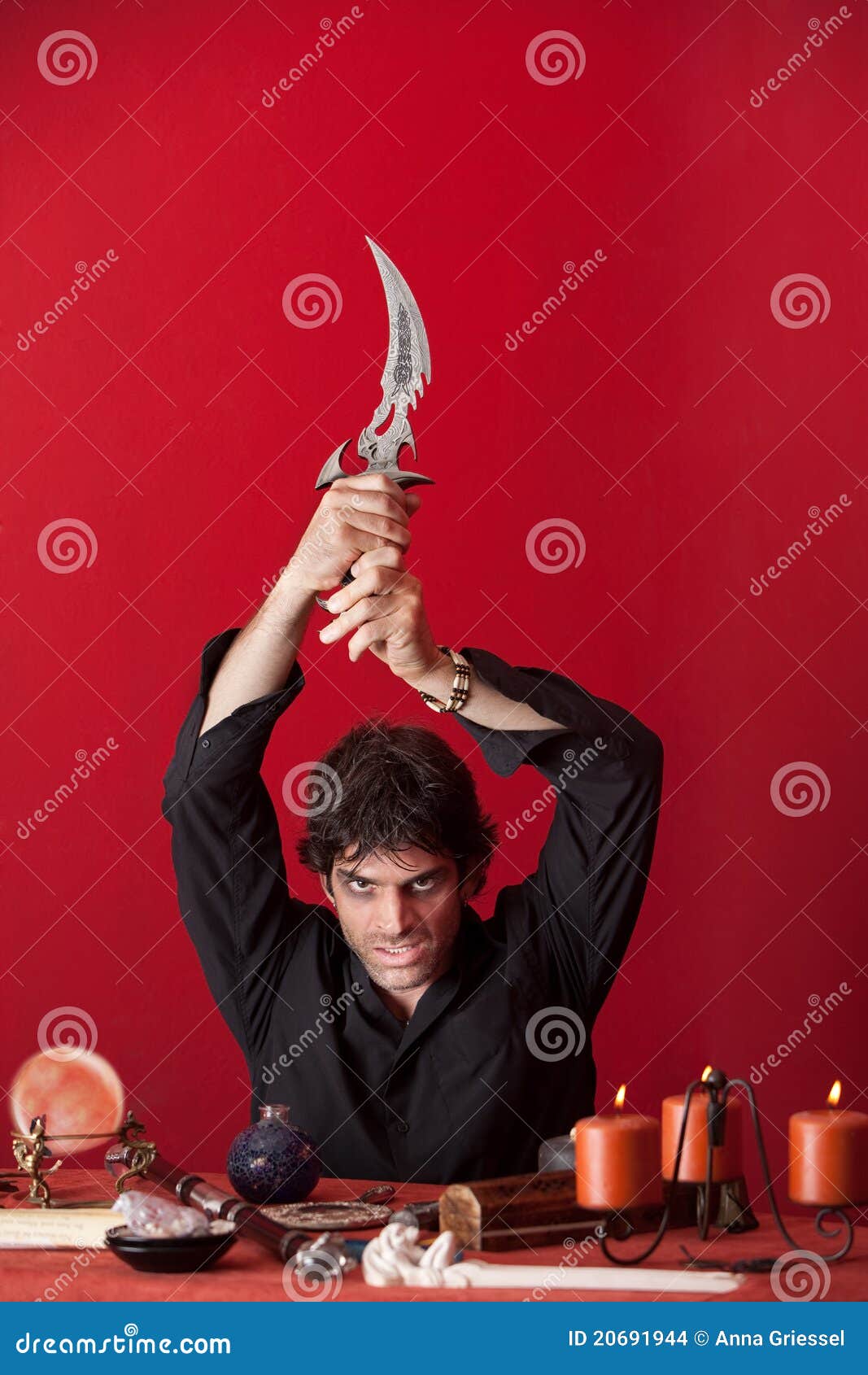Modern Wizard with Athame stock photo. Image of blade - 20691944