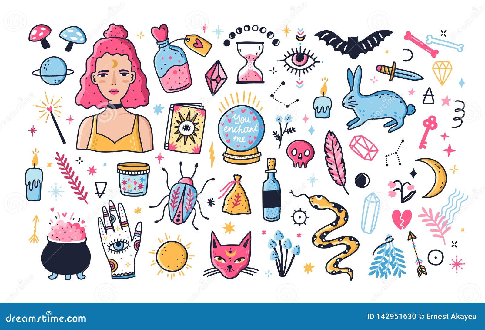 Modern Wizardry and Witchcraft Set. Collection of Mystical and Magical ...