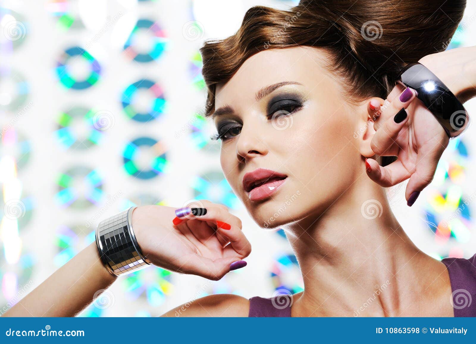 Modern Woman with Bright Make-up Stock Photo - Image of colored ...