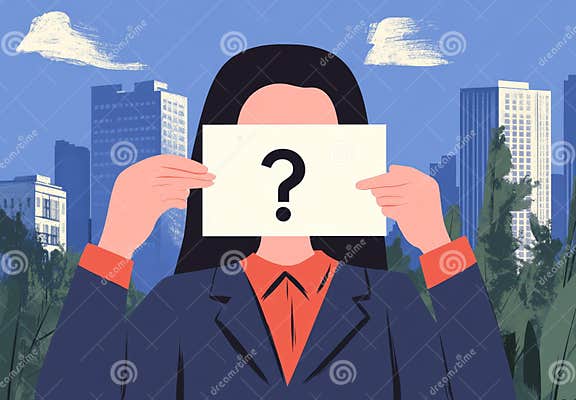A Modern Woman with a Question Mark, an Unknown Faceless User Stock ...