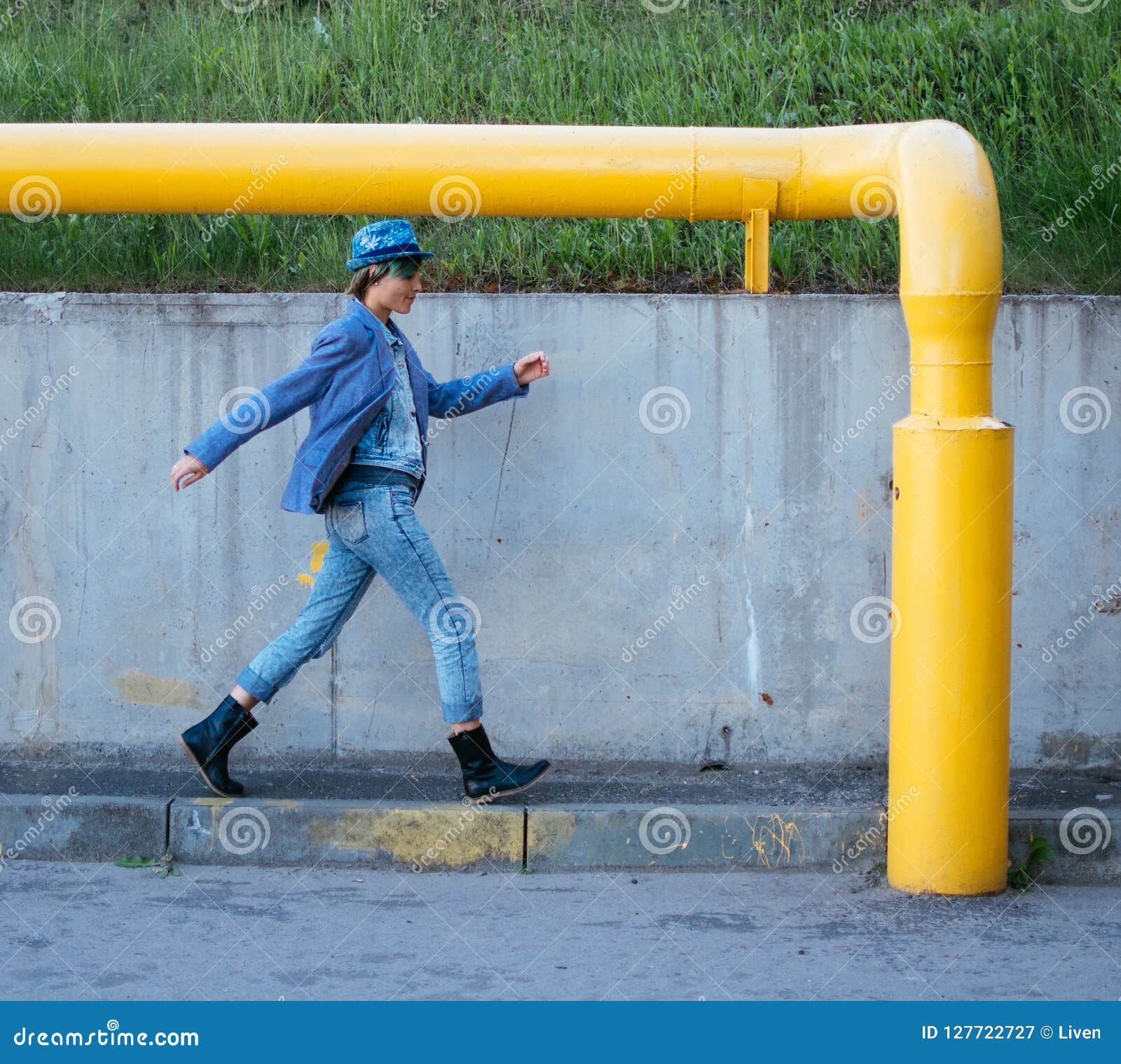 A Modern Woman Steps into a Dead End. Stock Image - Image of closed ...
