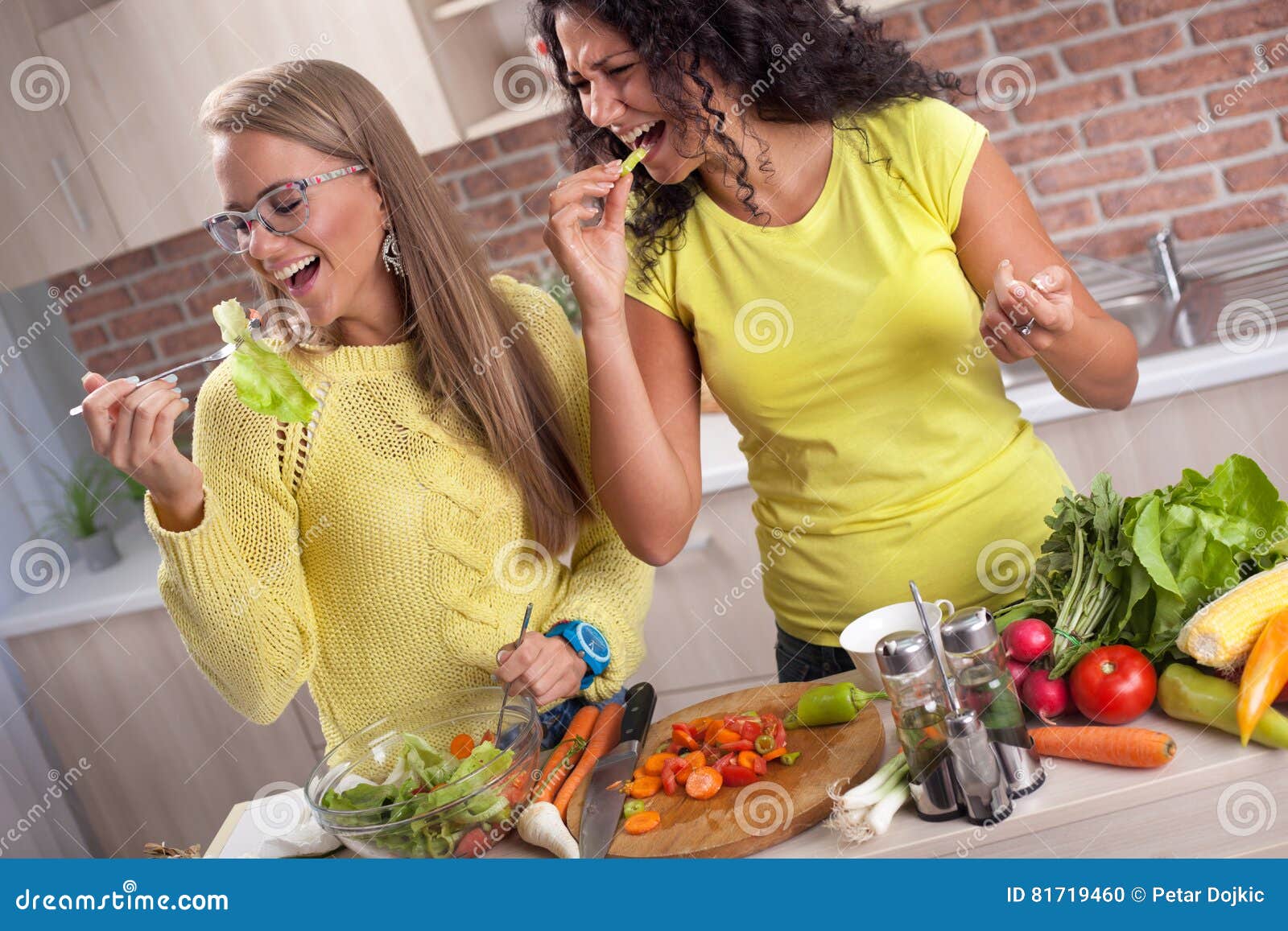 Modern Women, Cooking and Fun in the Kitchen Stock Photo - Image of ...