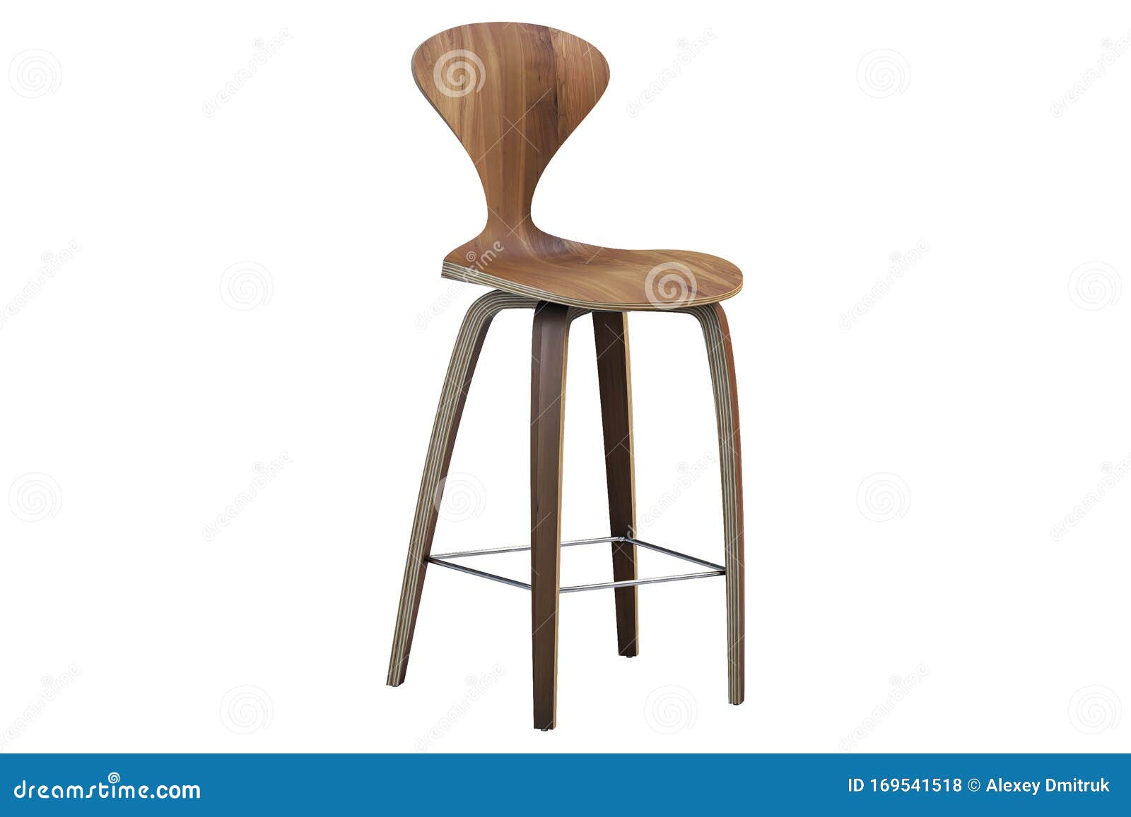 Modern Bar Stool on Wooden Legs. 3d Render Stock Illustration ...
