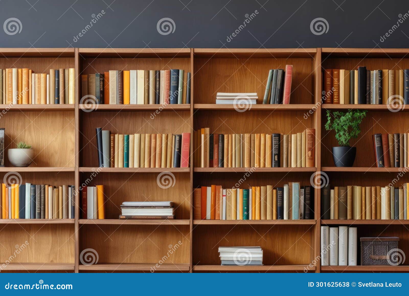 Wooden Bookcase, Classic Interior, Home Library, Stacks of Books Stock ...
