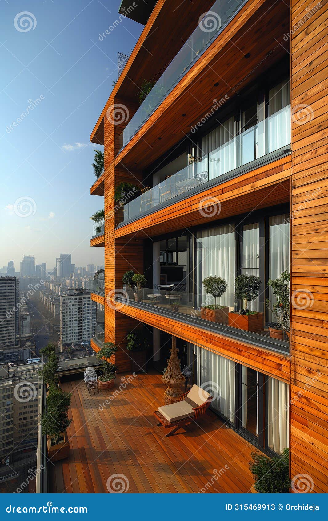 A Modern Wooden Building with Multiple Balconies, Showcasing ...