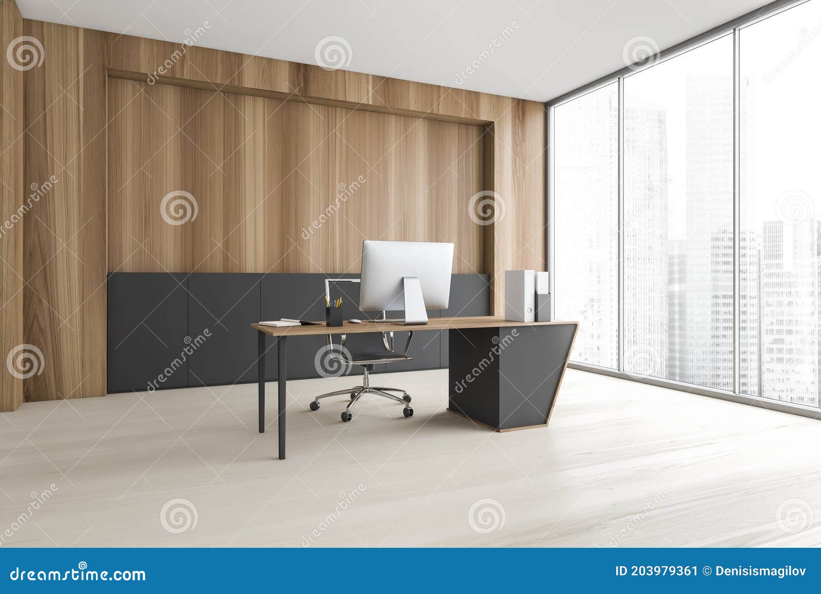 Modern Wooden CEO Office Corner Stock Illustration - Illustration of ...