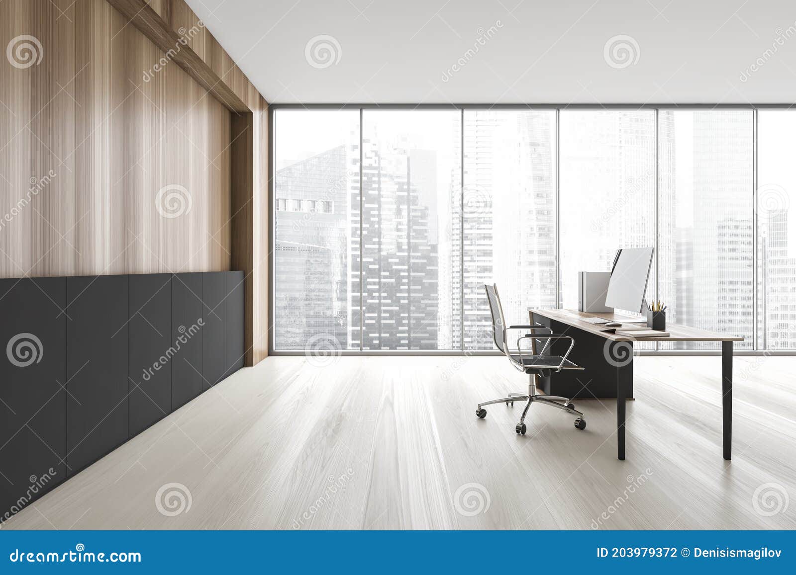 Modern Wooden CEO Office, Side View Stock Illustration - Illustration ...