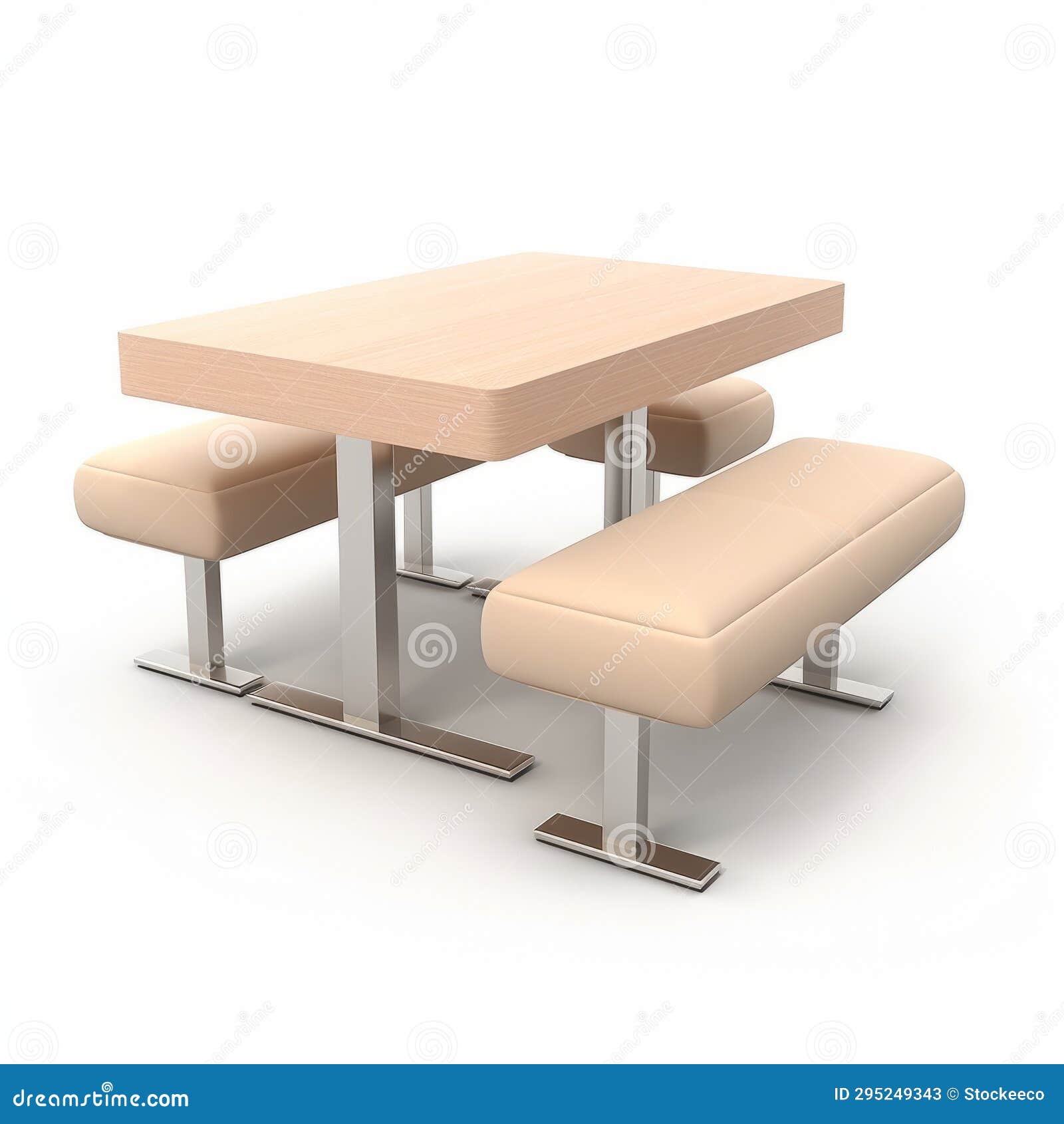 Modern Wooden Dining Set with Bench - 3d Render Template Stock ...