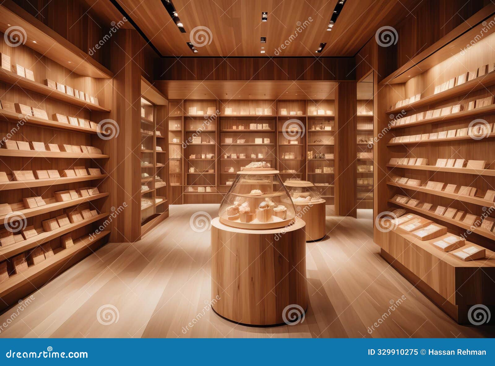 Modern Wooden Interior Design of a Luxury Store Stock Illustration ...