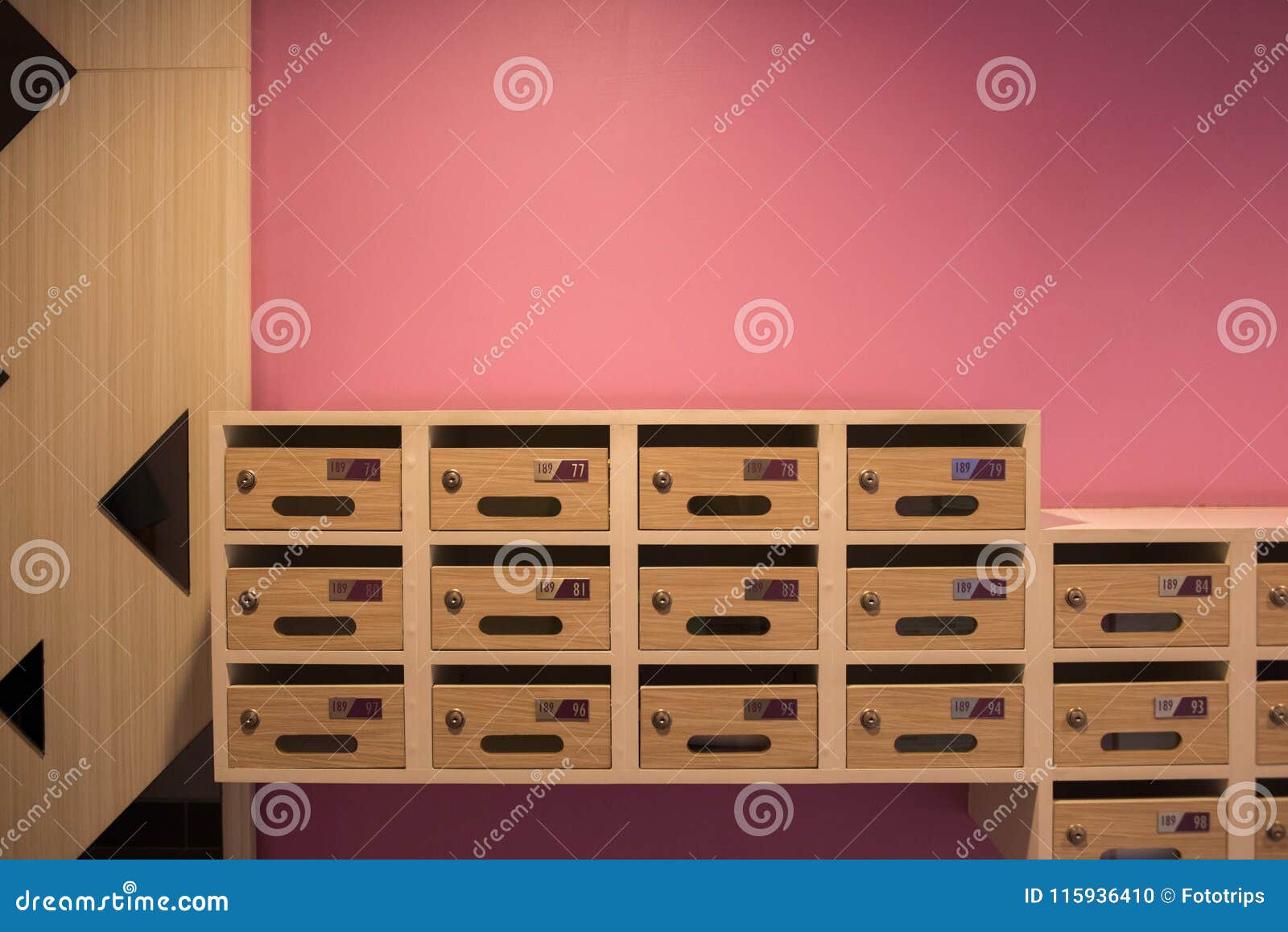 Modern Wooden Mailbox in Condominium Stock Photo - Image of metal ...