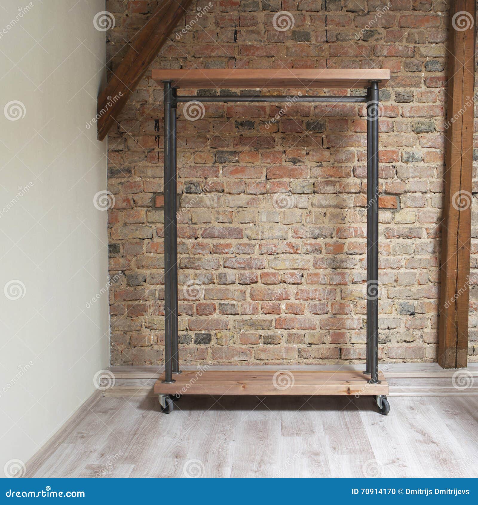 Modern Wooden Rack in the Loft Interior Stock Photo - Image of decor ...