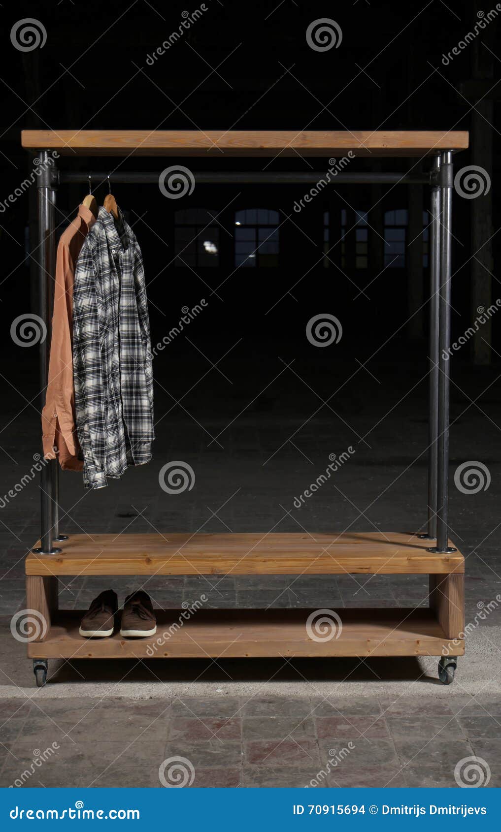 Modern Wooden Rack in the Loft Interior Stock Photo - Image of decor ...