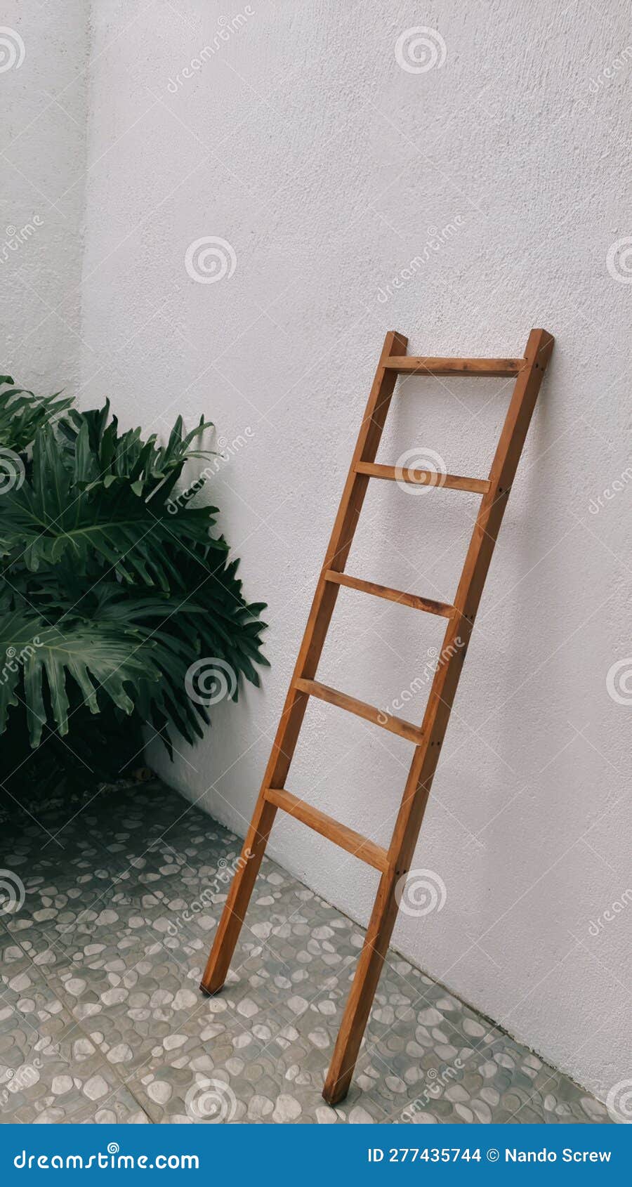 Modern Wooden Staircase Leaning Against the Wall Stock Photo - Image of ...