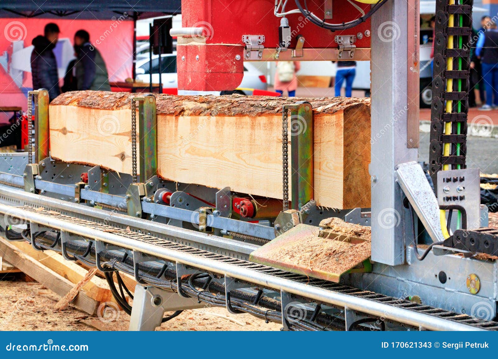 Modern Woodworking Technology, Automatic Sawmill, Close-up Editorial ...