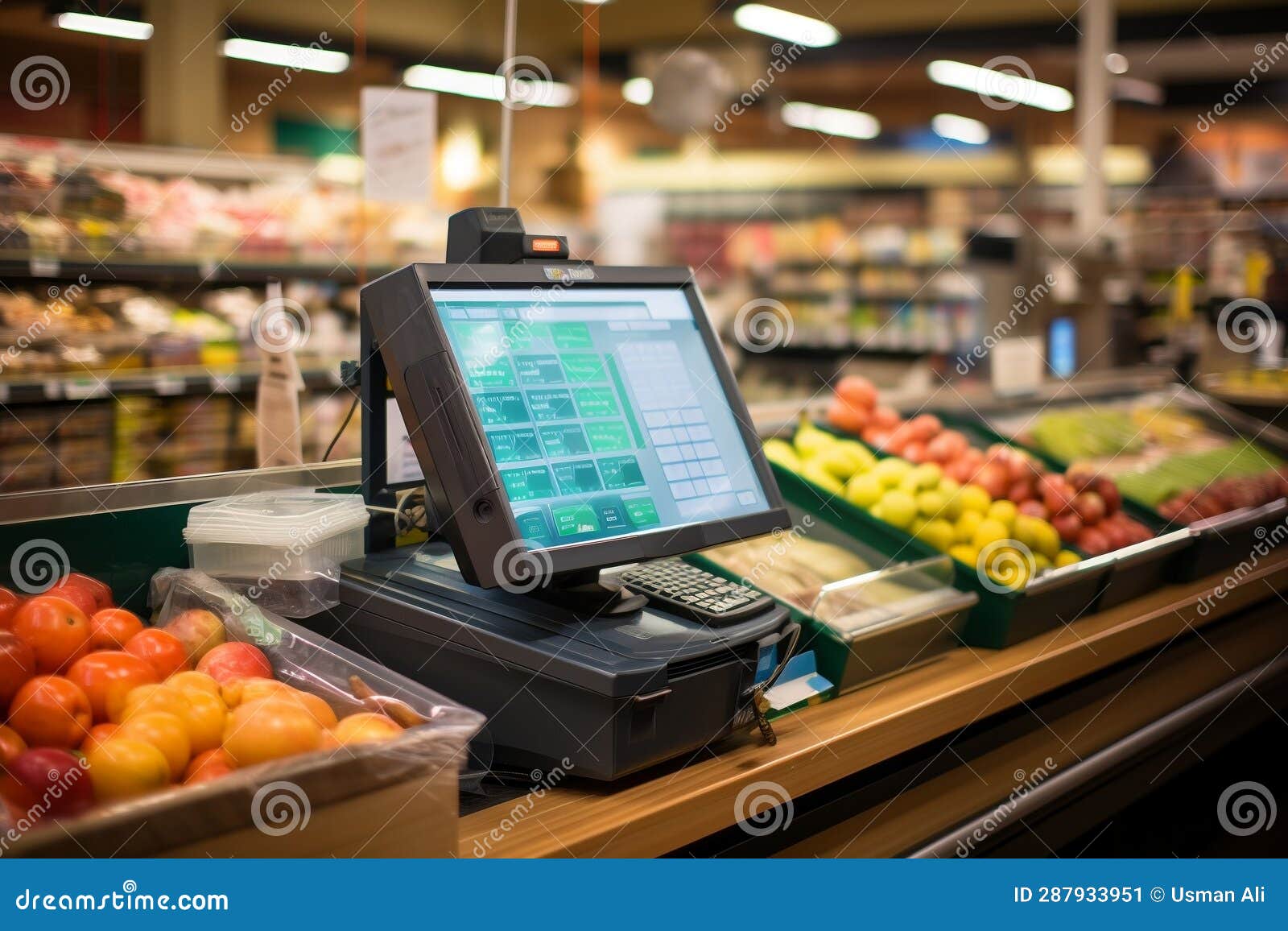 Modern Woolworths Self-Checkout with POS Machine. AI Stock Illustration ...