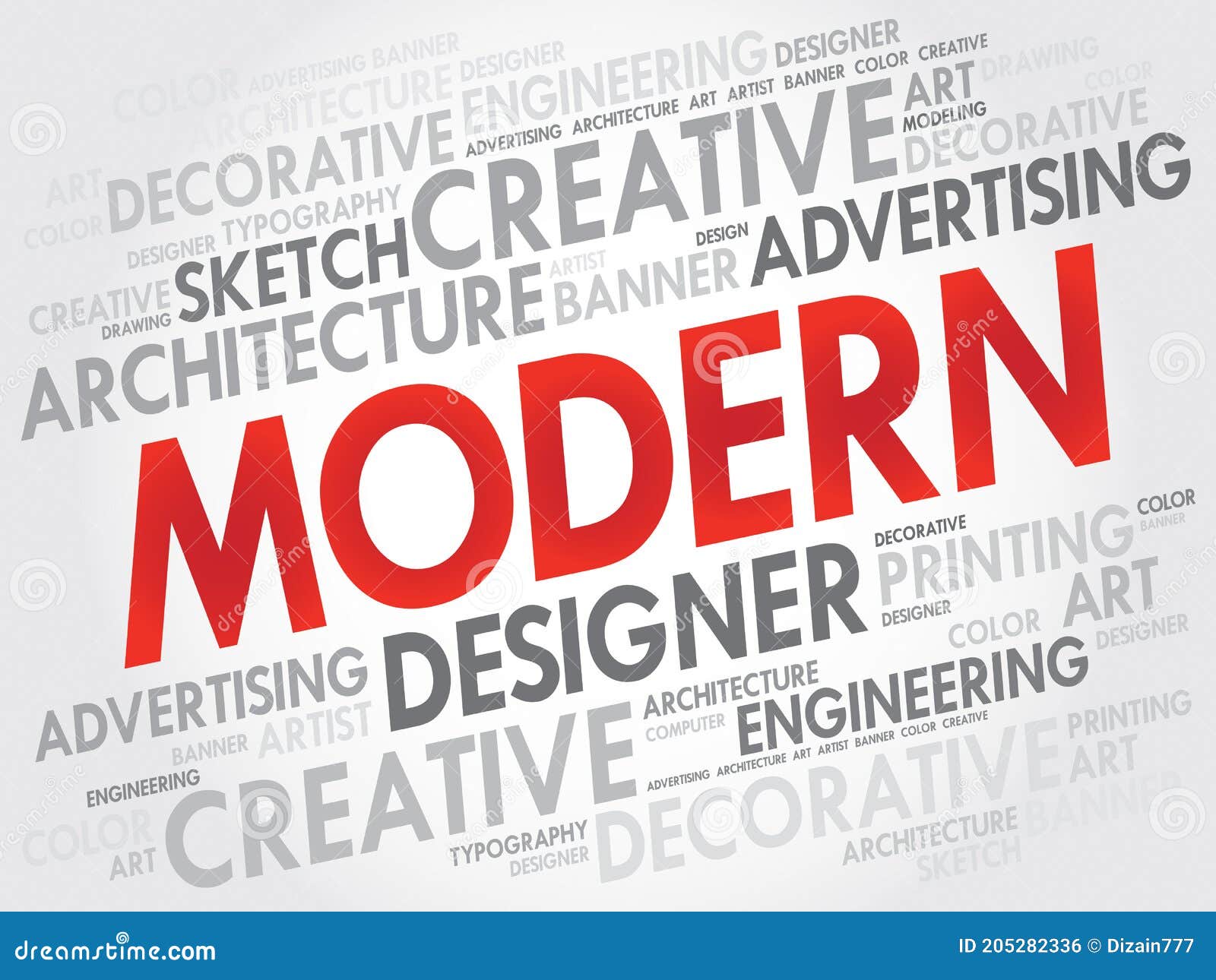 MODERN word cloud stock illustration. Illustration of hand - 205282336