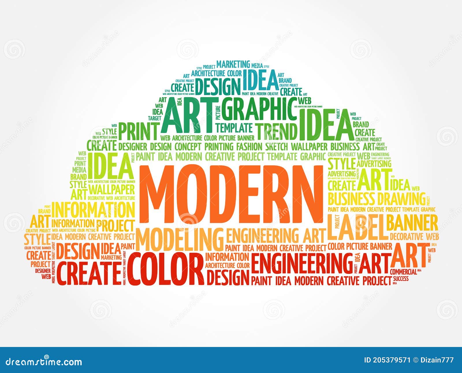 MODERN word cloud stock illustration. Illustration of graphic - 205379571