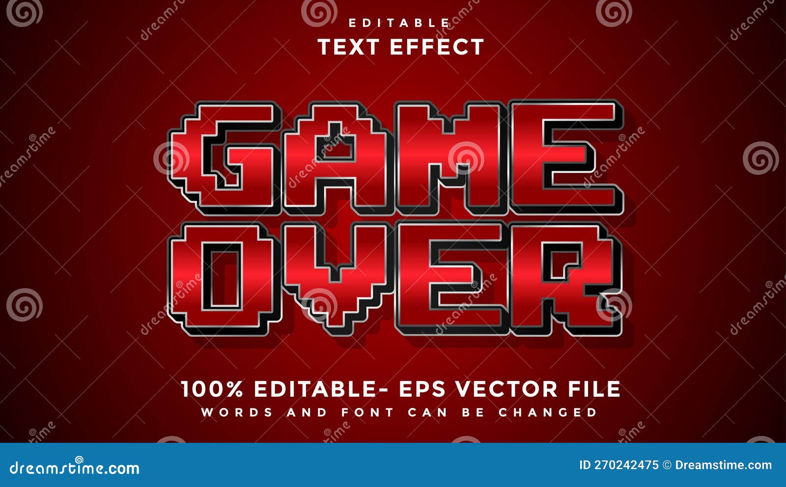 Modern Word Game Over Editable Text Effect Design Template, Effect ...