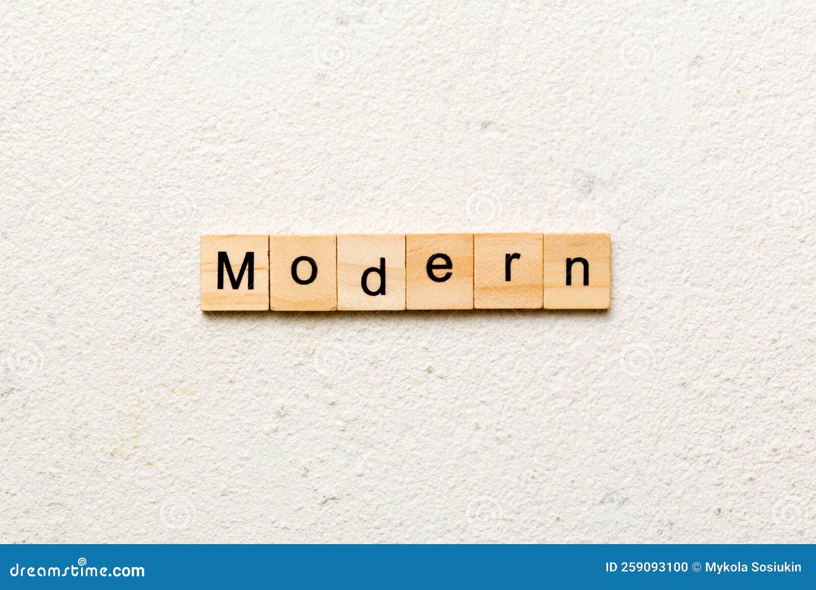 Modern Word Written On Wood Block. Modern Text On Cement Table For Your ...