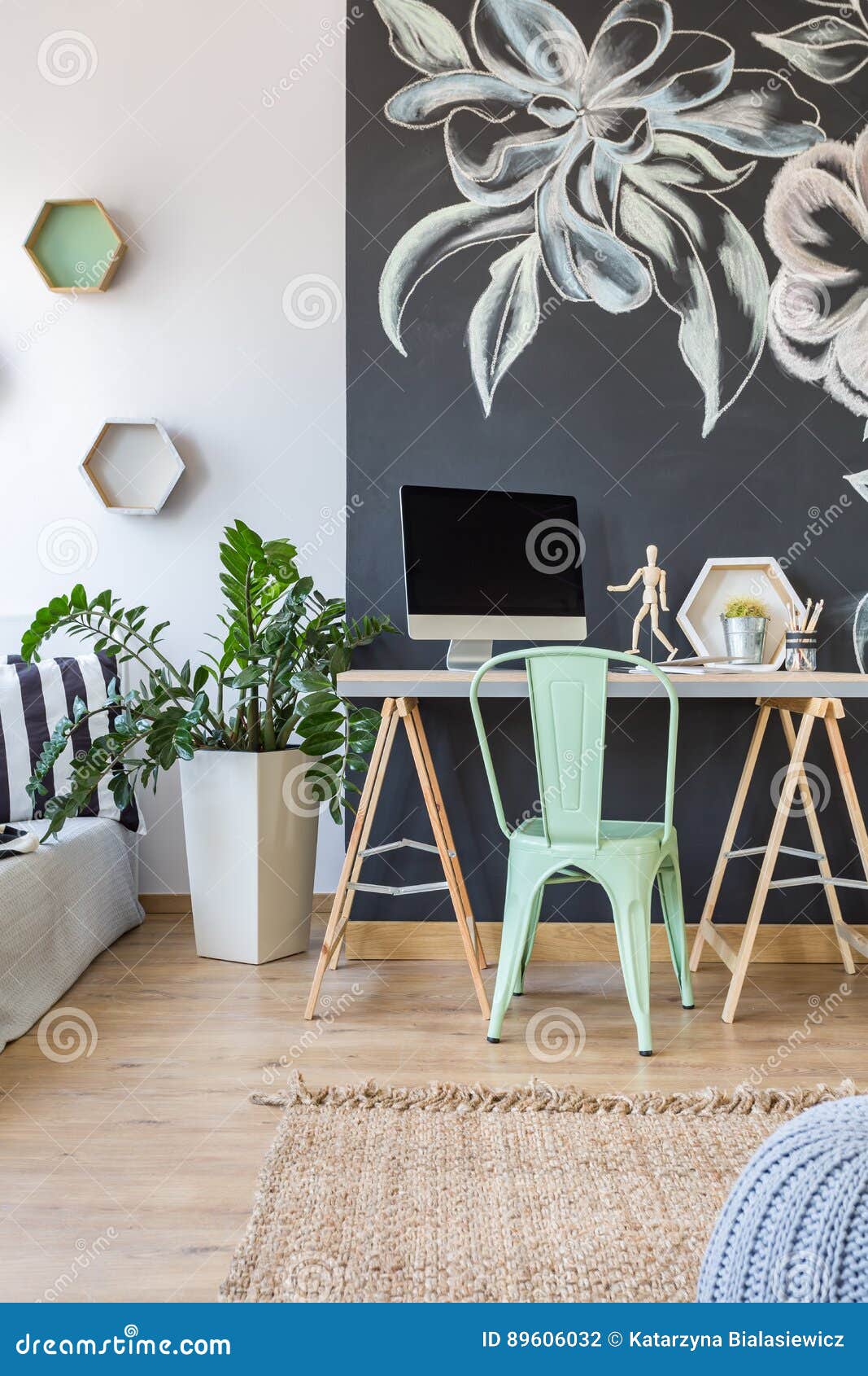 Modern work area stock photo. Image of living, pastel - 89606032
