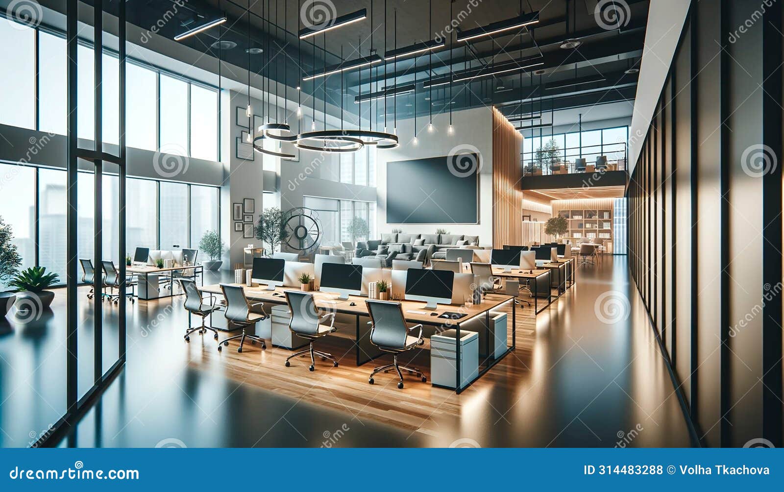 Modern Work Office for it, Many Desks Stock Illustration - Illustration ...