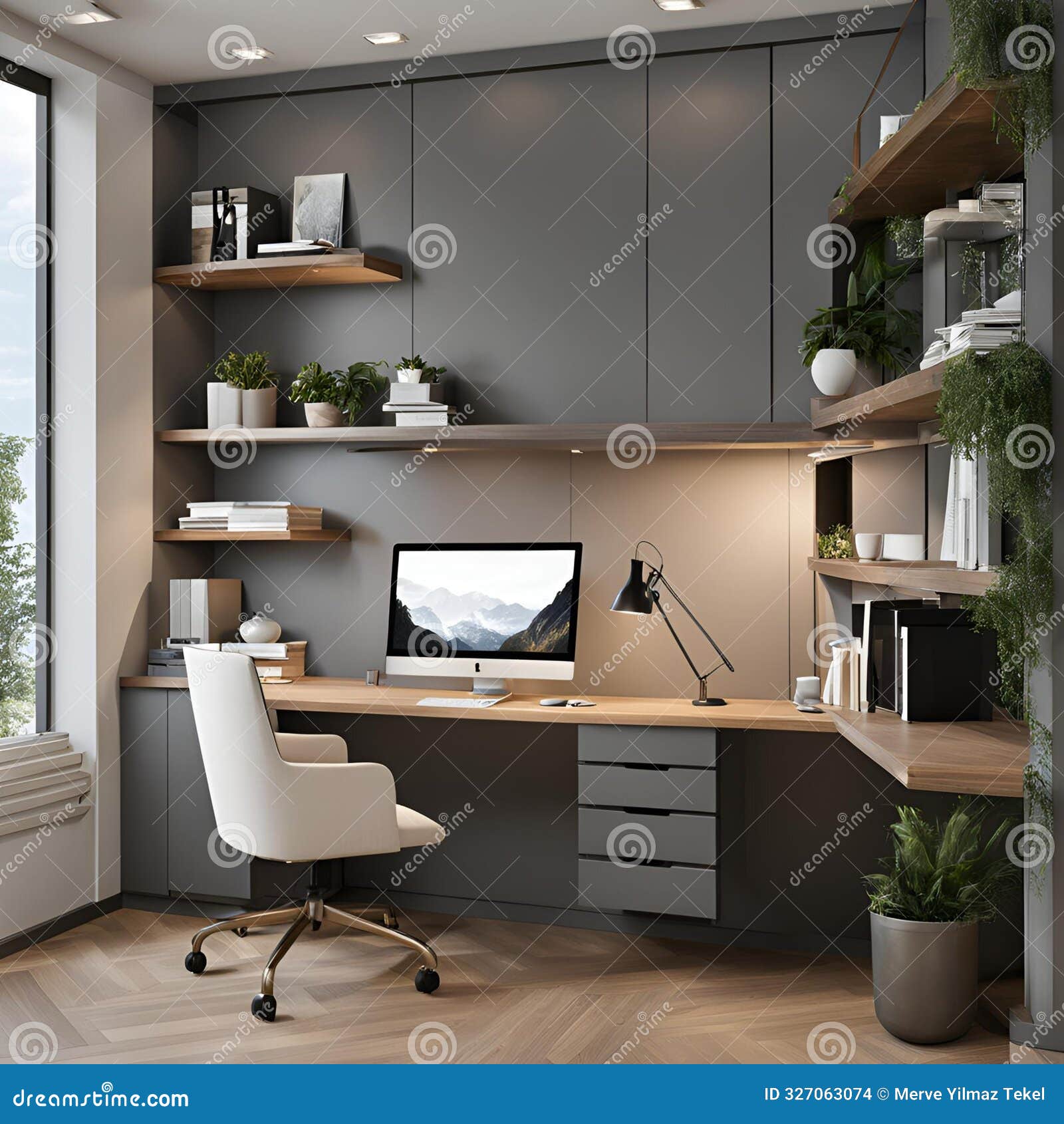 Modern work room design stock illustration. Illustration of comfortable ...